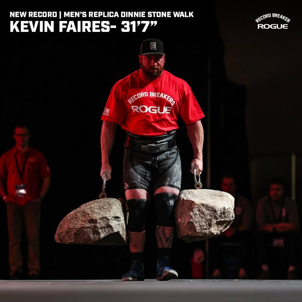 Kevin Faires broke the world record for the Dinnie Stone Walk at the ...